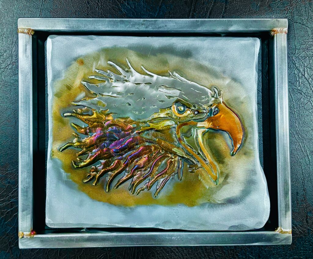 American Bald Eagle Tattooed Metal Relief Sculpture - Brown Dog Welding ...